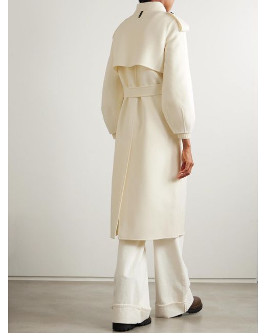 Mackage Ceyla Belted Wool-Felt Trench Coat in Natural | Lyst