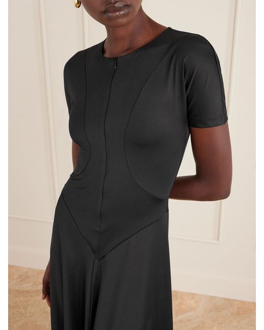 Victoria Beckham Stretch-Jersey Zip-Up Midi Dress in Black | Lyst UK