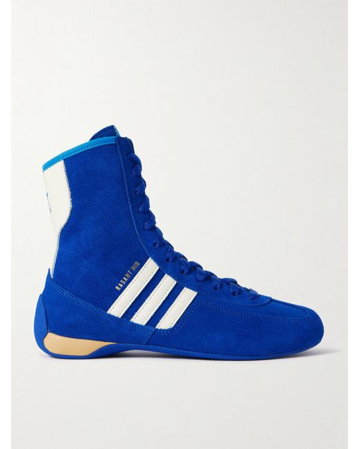 adidas Originals Rasant Mid Leather-Trimmed Suede Sneakers in Blue ...