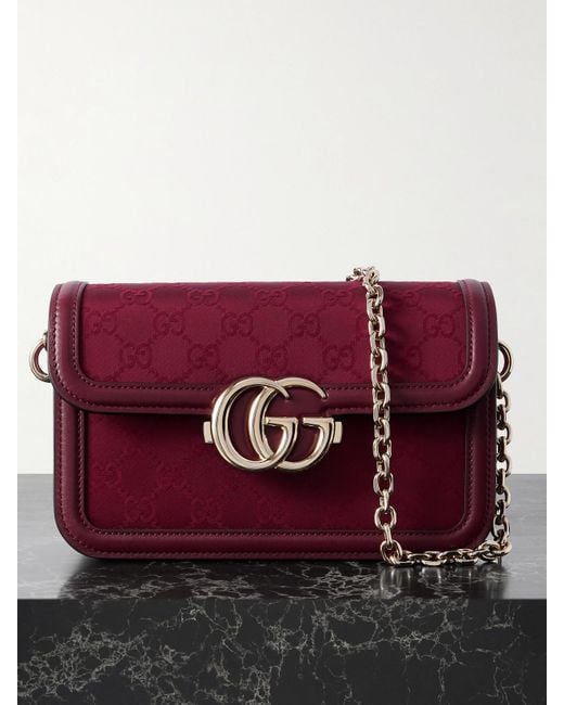 Gucci Go Small Leather-Trimmed Canvas-Jacquard Shoulder Bag in Purple ...