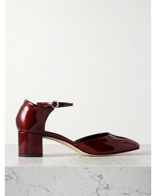 Aeyde Magda Metallic Patent-Leather Pumps in Red | Lyst