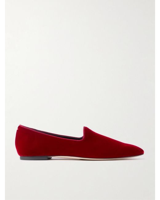 Aeyde Vanna Velvet Loafers in Red | Lyst UK