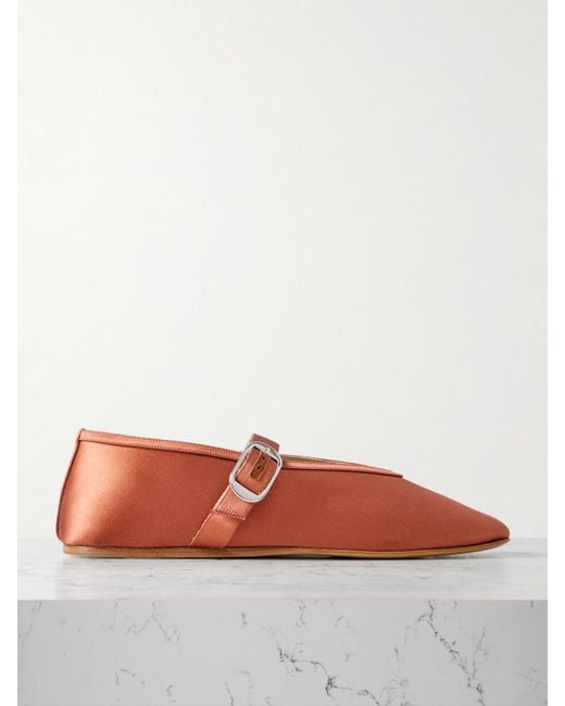 Le Monde Beryl Stella Satin Mary Jane Ballet Flats in Brown | Lyst