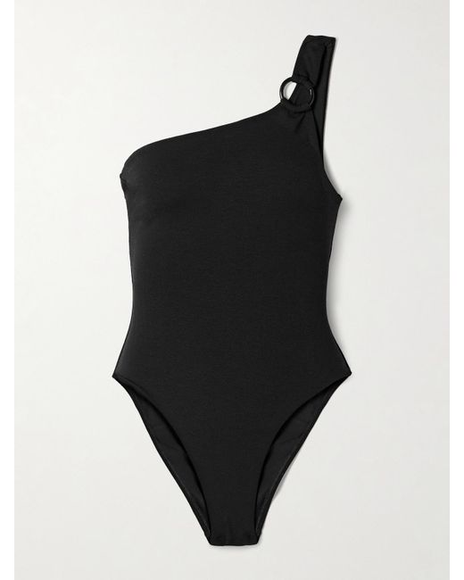 Matteau One-Shoulder Embellished Stretch Recycled-Crepe Swimsuit in ...
