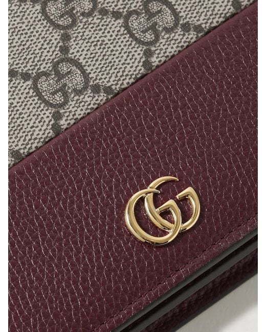 Gucci Petite Marmont Leather And Logo-Print Coated-Canvas Wallet in ...