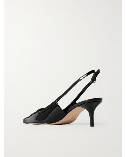 Aeyde Saba Buckled Patent-Leather Slingback Pumps in Black | Lyst