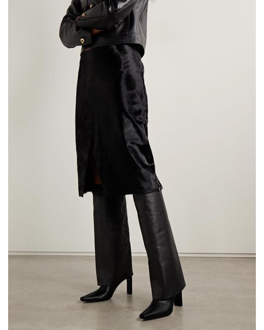 STAUD Wally Buckled Leather Knee Boots in Black | Lyst