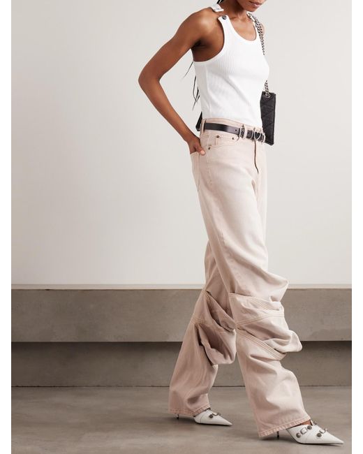 Y. Project Gathered Mid-Rise Wide-Leg Jeans in Natural | Lyst UK