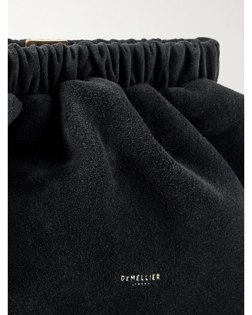 DeMellier London The Miami Gathered Suede Clutch in Black | Lyst