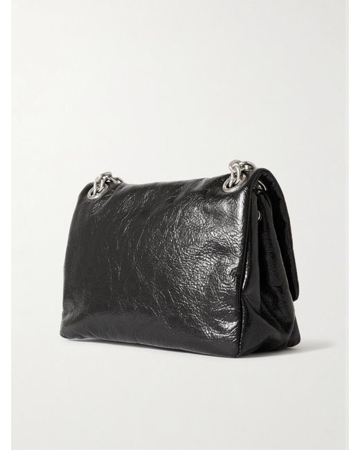 Balenciaga Monaco Mini Textured-Leather Shoulder Bag in Black | Lyst