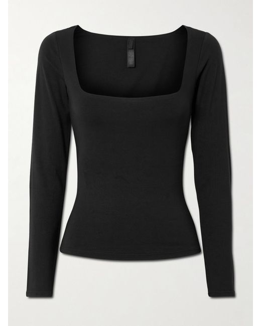 Skims Smooth Layers Square Neck Top in Black | Lyst