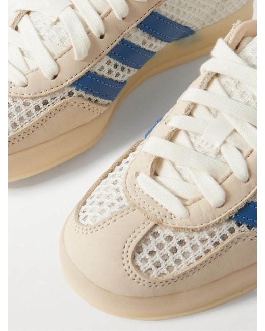 adidas Originals Gazelle Indoor Leather-Trimmed Mesh Sneakers in Blue ...