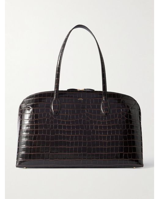 TOTEME Croc-Effect Leather Tote in Black | Lyst