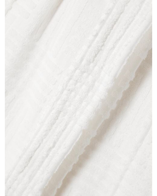 Skin Serenity Belted Organic Cotton-Jacquard Robe in White | Lyst