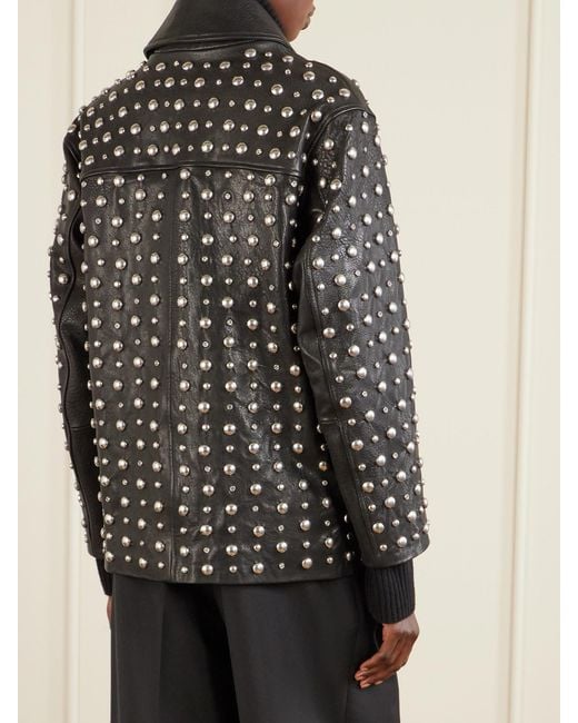 Nour Hammour Studded Leather Jacket in Black | Lyst UK