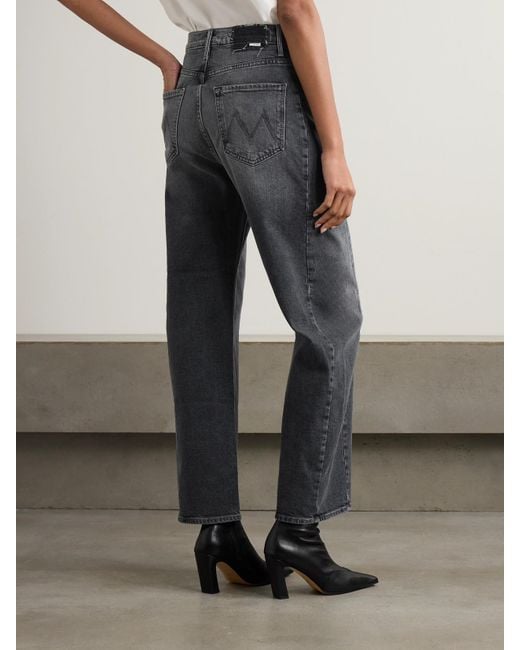 Mother The Half Pipe Flood High-Rise Wide-Leg Jeans in Gray | Lyst