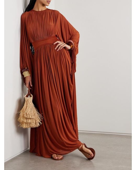 Zimmermann Illuminate Draped Pleated Stretch-Jersey And Scuba Maxi ...