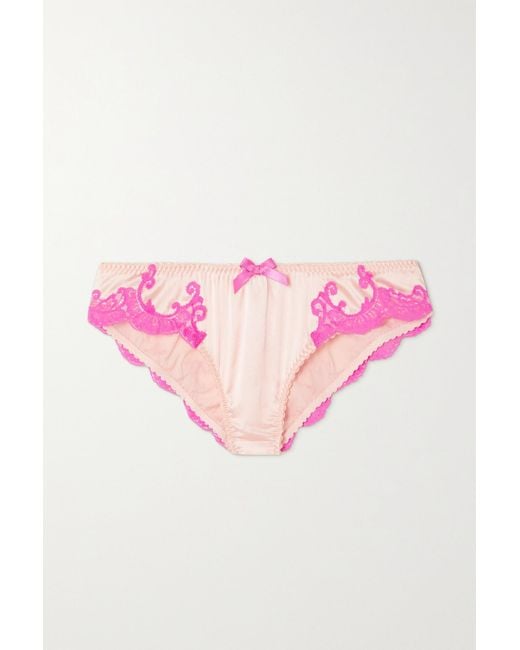 Agent Provocateur Molly Leavers Lace Trimmed Stretch Silk Satin Briefs