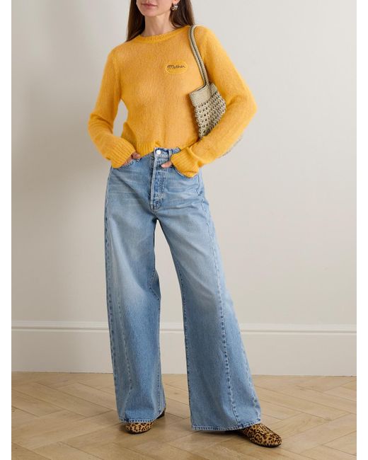 Mother The Pipe Dream Button Sneak High-Rise Wide-Leg Jeans in Blue | Lyst