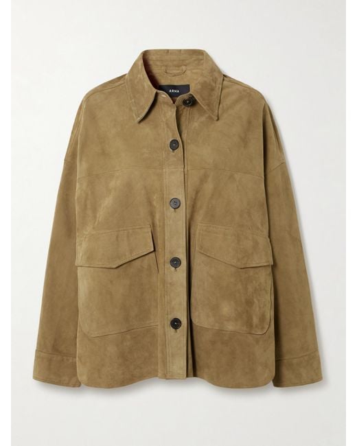 Arma Kaylee Oversized Paneled Suede Jacket in Green | Lyst UK