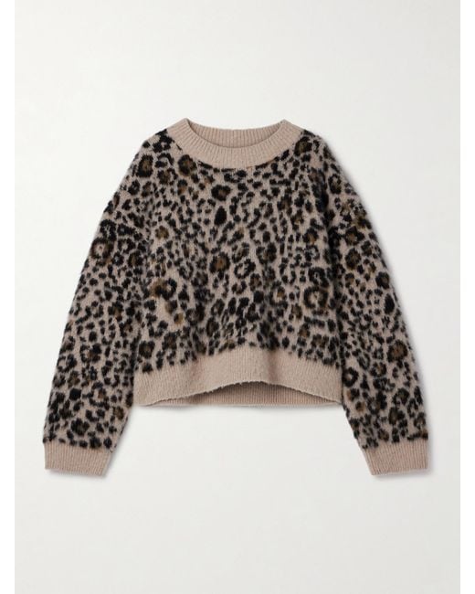 Nili Lotan Zamira Leopard-Jacquard Cashmere And Silk-Blend Sweater in ...