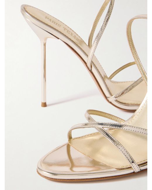 Paris Texas Liz Metallic-Leather Sandals in Natural | Lyst