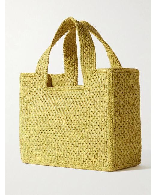 Loewe Paula's Ibiza Embroidered Raffia Tote in Yellow | Lyst