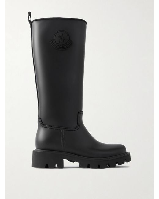 Moncler Kickstream Pvc And Shell Knee Boots in Black | Lyst