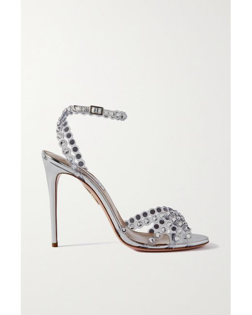 Aquazzura Tequila 105 Crystal Embellished Pvc And Metallic Leather