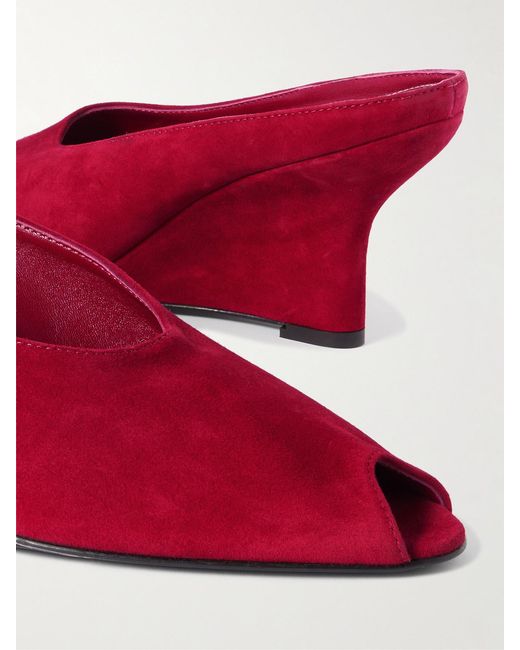 TOTEME Velvet Wedge Mules in Red | Lyst UK