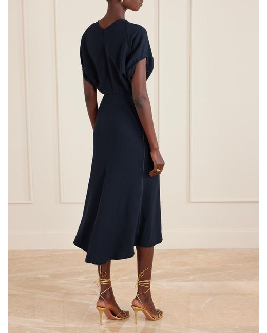 Victoria Beckham Crepe Midi Dress in Blue | Lyst UK