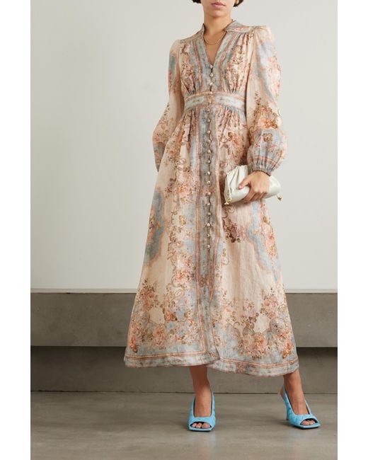Zimmermann + Net Sustain August Floral-print Linen Midi Dress in ... Zimmermann + Net Sustain August Floral-print Linen Midi Dress in ...