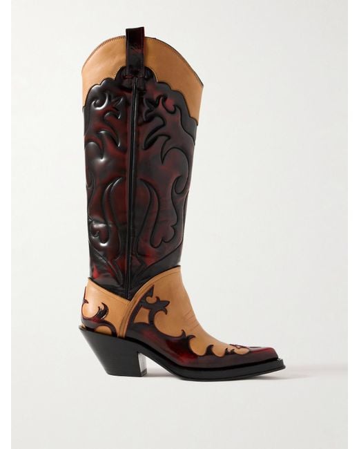Gabriela Hearst Capitana Two-Tone Glossed And Smooth-Leather Knee Boots ...
