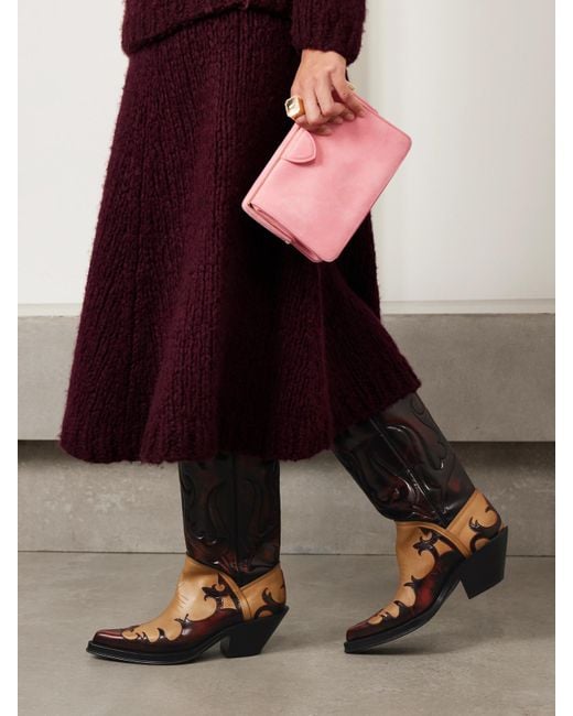 Gabriela Hearst Capitana Two-Tone Glossed And Smooth-Leather Knee Boots ...