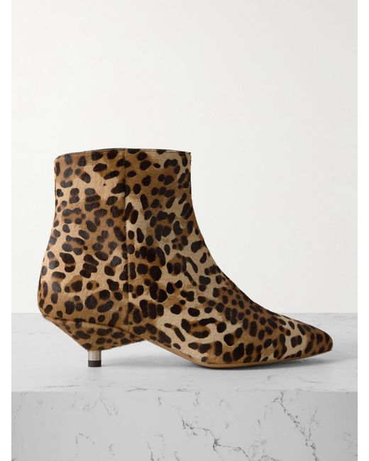 Isabel Marant Eana Leopard-Print Calf Hair Ankle Boots in Brown | Lyst