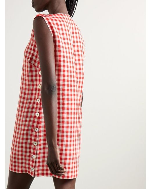 Doen Coraline Gingham Woven Mini Dress in Red | Lyst