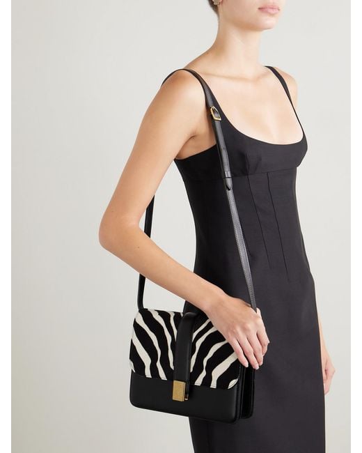 KHAITE Blake Zebra-Print Calf Hair And Leather Shoulder Bag in Black ...