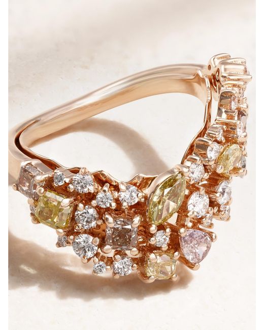 ANANYA Scatter 18-Karat Rose Diamond Ring in Natural | Lyst