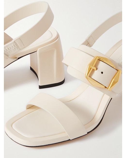 Jimmy Choo Hawke 70 Embellished Leather Slingback Sandals in White | Lyst