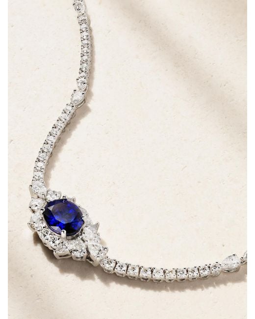 YEPREM 18-Karat Sapphire And Diamond Necklace in Natural | Lyst