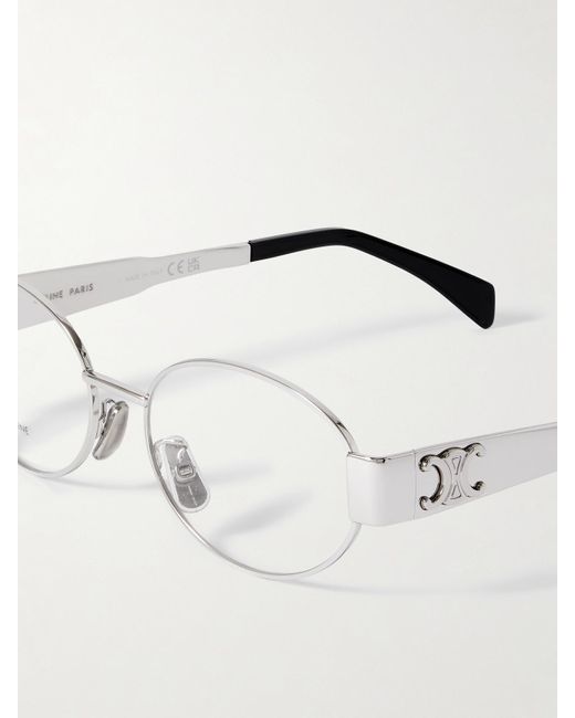 Celine Triomphe Oval-Frame-Tone Optical Glasses in Natural | Lyst