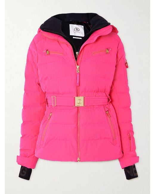 Bogner Ellya Layered Belted Quilted Ski Jacket in Pink | Lyst