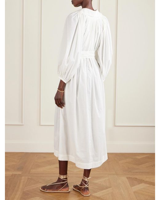 Lisa Marie Fernandez Poet Embellished Belted Cotton-Voile Midi Dress in ...