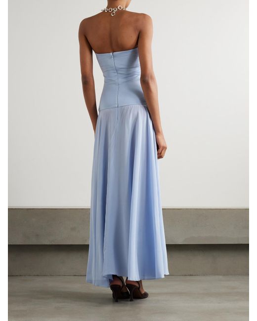 Esse Studios Illi Strapless Stretch-Knit And Silk-Crepe Maxi Dress in ...