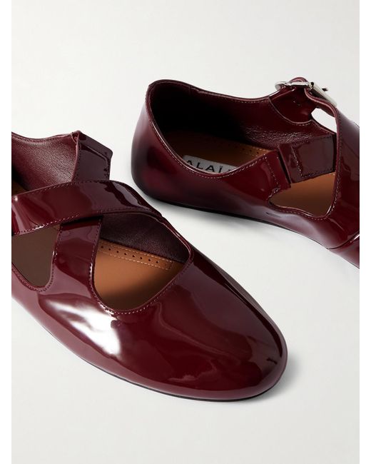 Alaïa Criss Cross Patent-Leather Ballet Flats in Red | Lyst