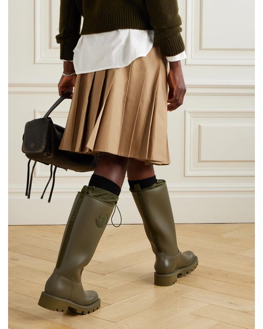 Moncler Kickstream Pvc And Shell Knee Boots in Green | Lyst