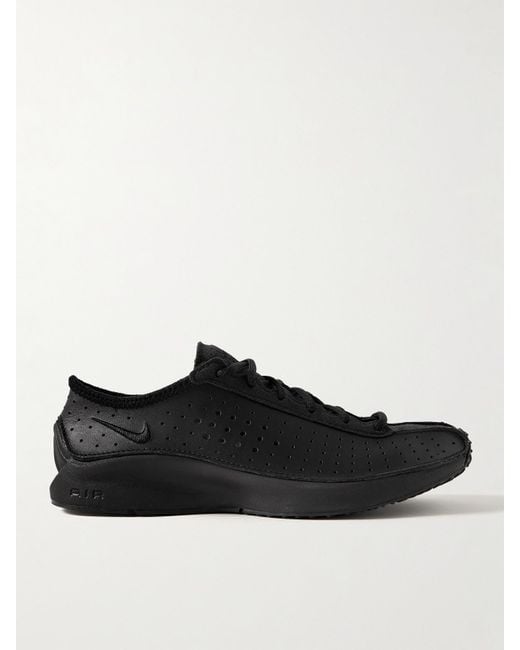 Nike Air Superfly Perforated Leather And Suede Sneakers in Black | Lyst