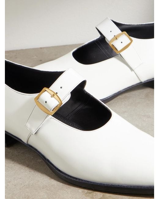 Bally Gerwin Glossed-Leather Mary Jane Flats in White | Lyst