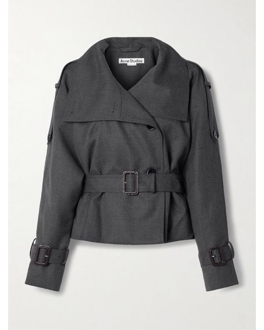 Acne Studios Belted Double-Breasted Woven Jacket in Black | Lyst