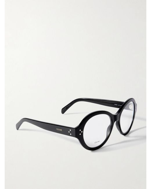 Celine Round-Frame Acetate Optical Glasses in Black | Lyst